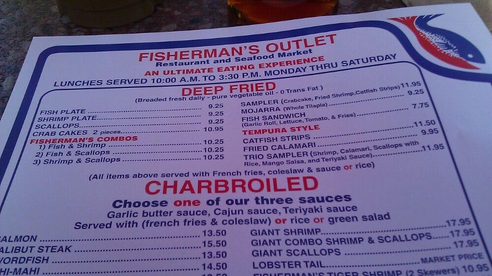 Menu at Fisherman's Outlet restaurant, Los Angeles