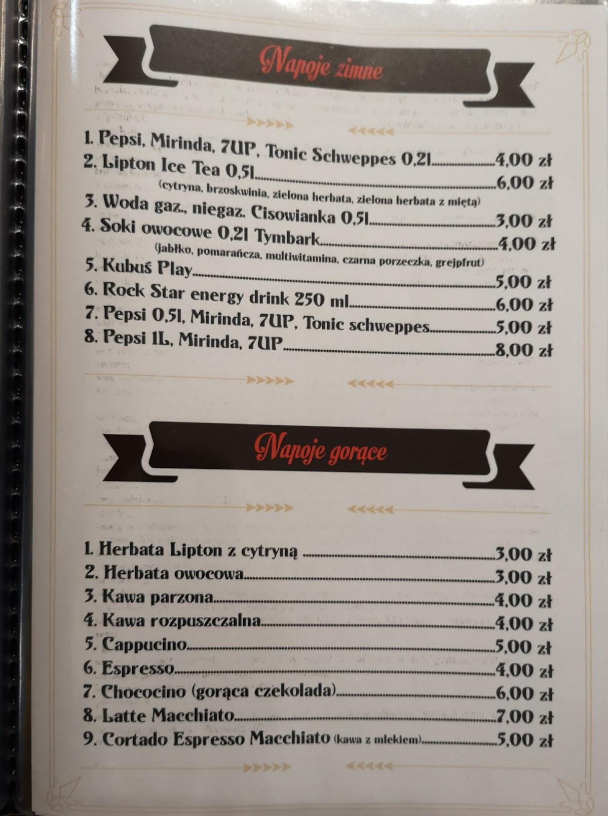 Menu at Pizzeria Nowa, Brenna, Wyzwolenia 34 c