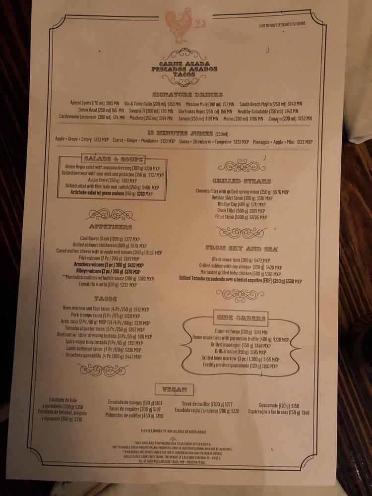 Carta del restaurante Gallo 71, San Pedro Garza García, Av. José ...
