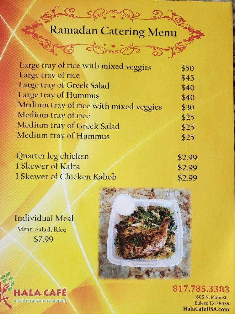 Menu at Hala Cafe, Euless