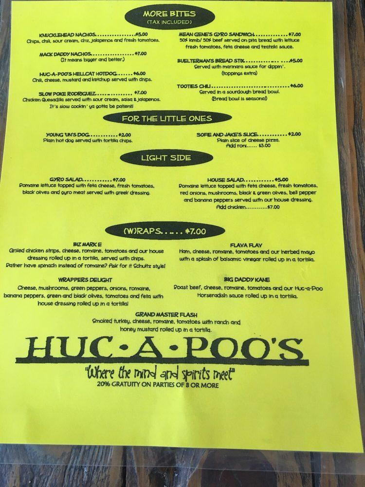 Menu at Huc-A-Poos Bites and Booze pub & bar, Tybee Island