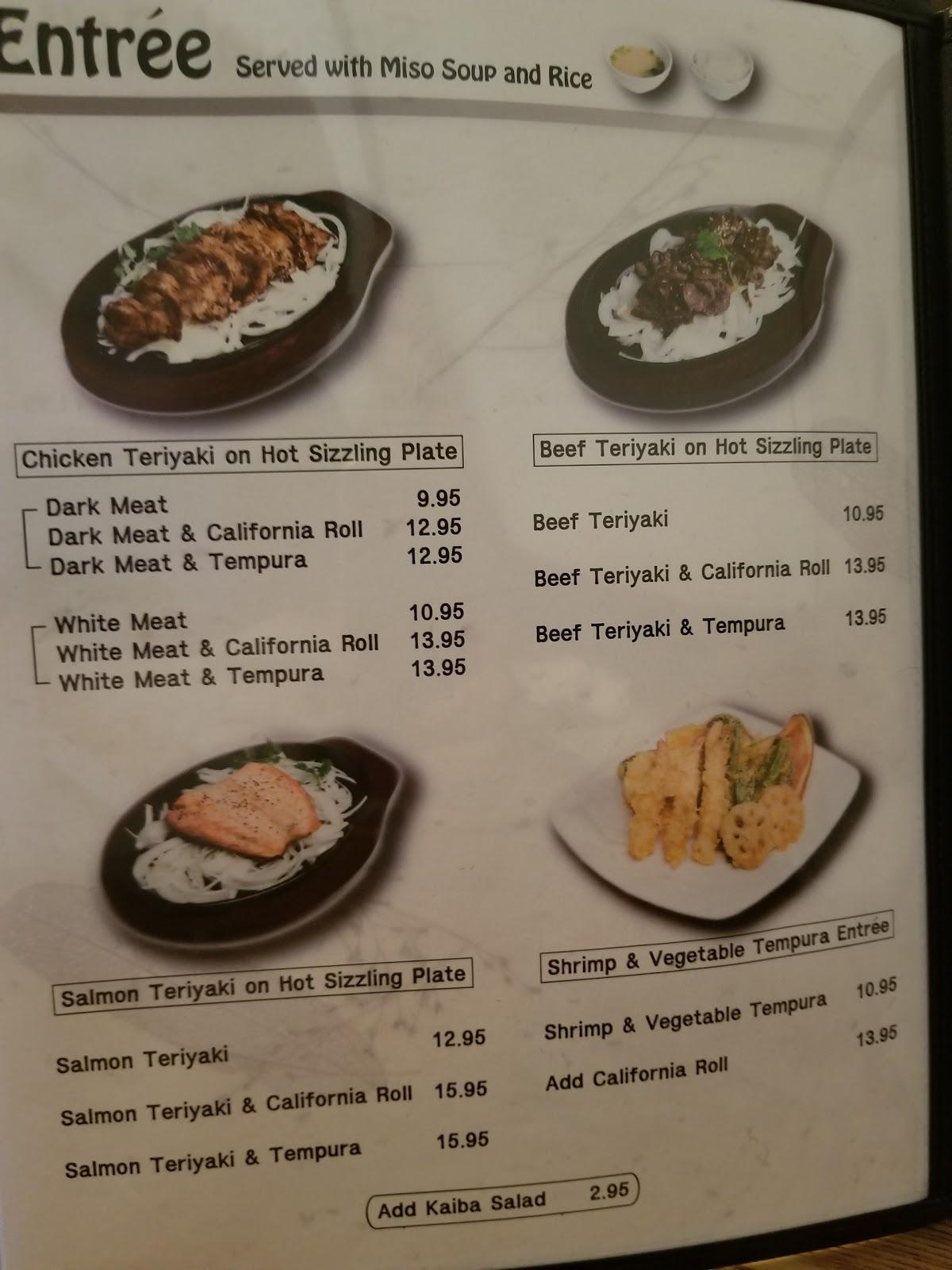 Menu at Kaiba Japanese Restaurant, Monterey Park