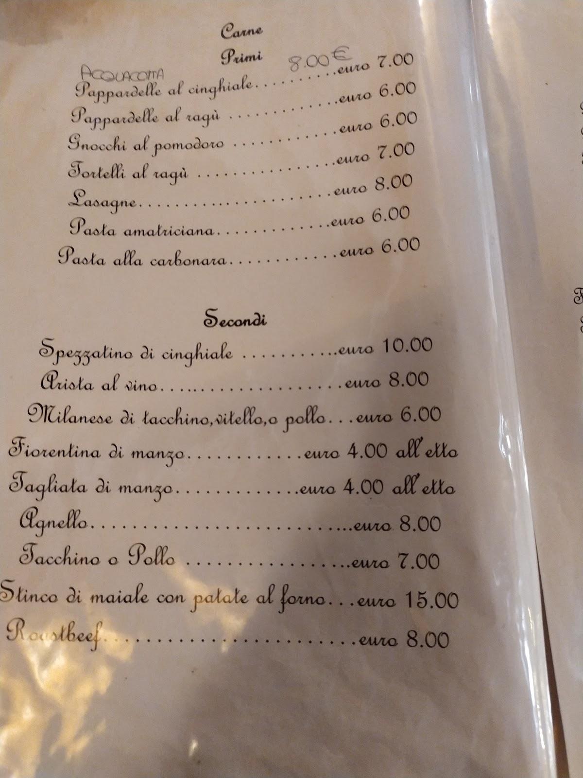 Menu da La Forneria ristorante, Manciano