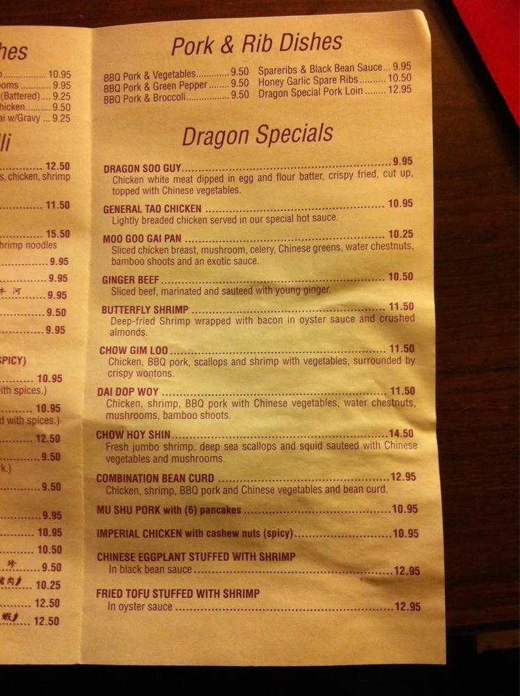 Menu at Silver Dragon Restaurant, Halifax