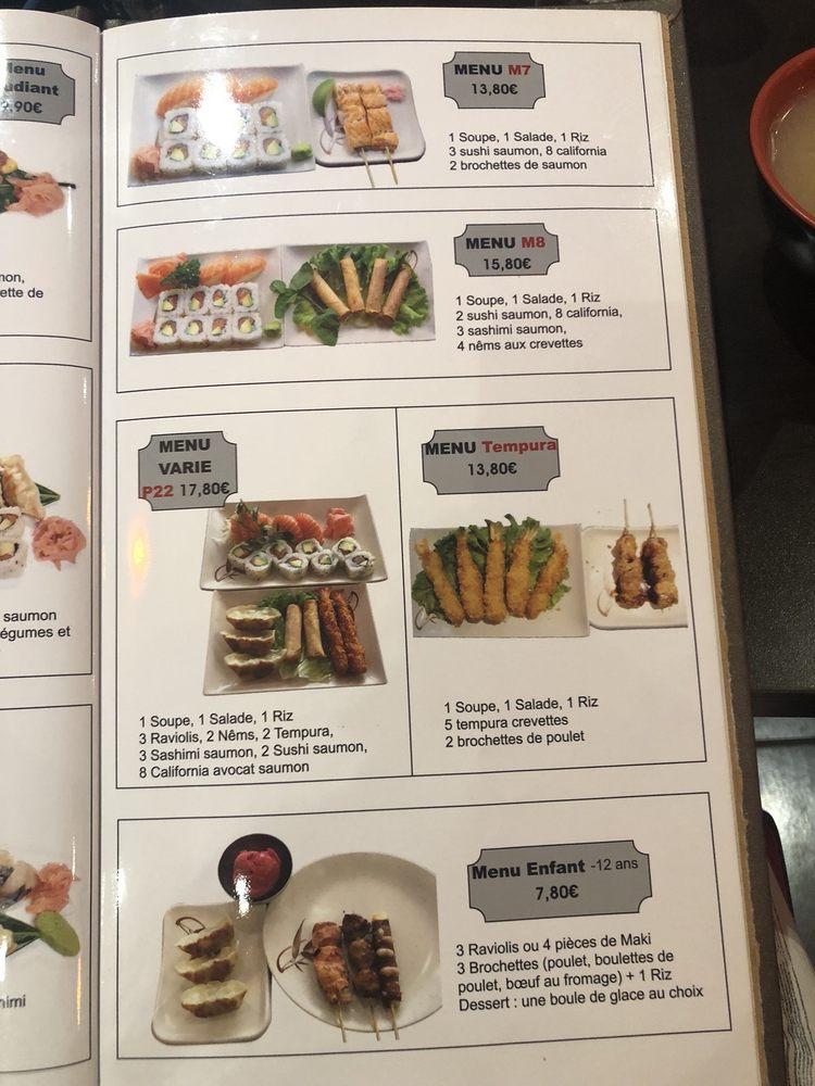 Menu at Sushi Yaki restaurant, Paris, 50 Rue Monsieur le Prince