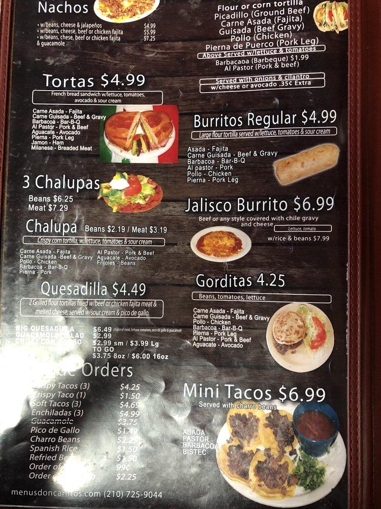 Menu at Taqueria El Sazon Tapatio restaurant, New Braunfels