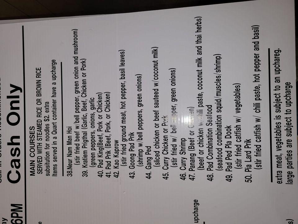Menu at Thai Chow Oriental Foods restaurant, Fort Branch, 726 W 800 S