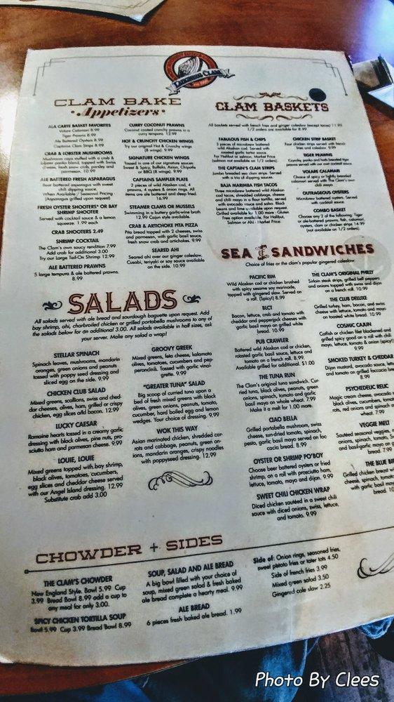Menu at The Laughing Clam LLC pub & bar, Grants Pass