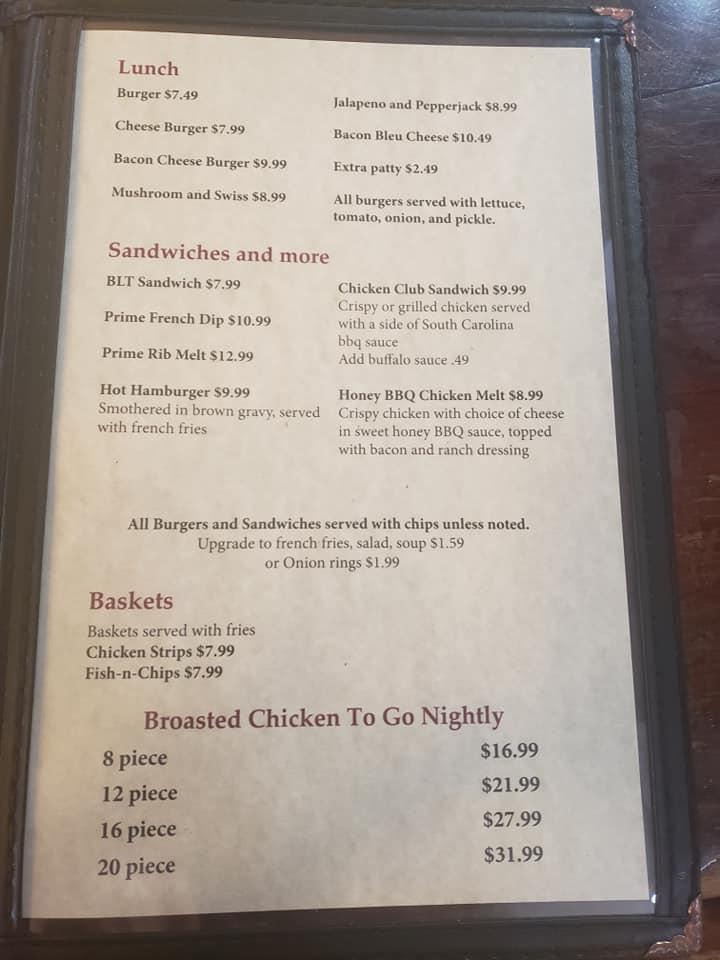 Menu at Wagon Box Restaurant, Story, 103 N Piney Rd