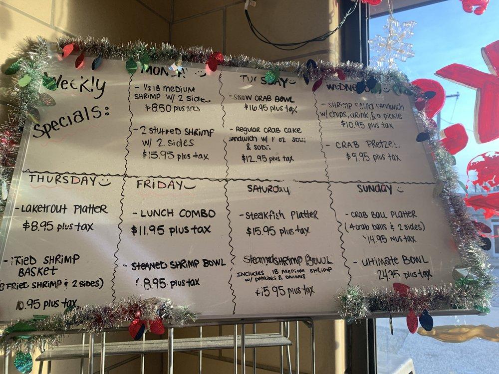 Menu at Capt'n Franks Seafood restaurant, Baltimore