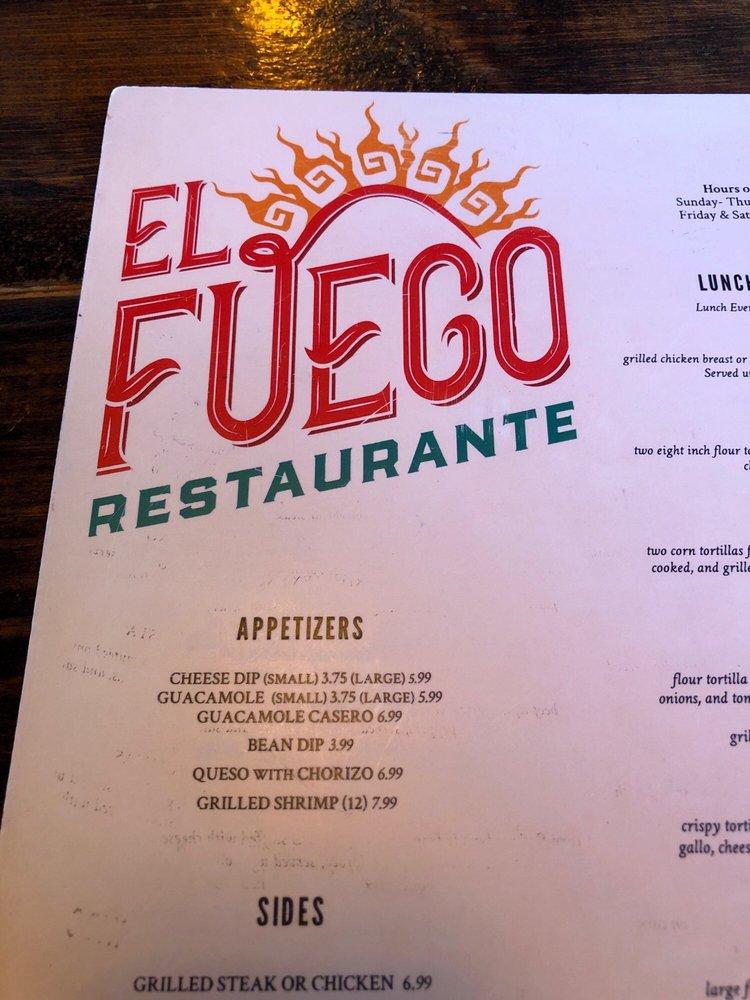 Carta de El Fuego Restaurant, Nashville