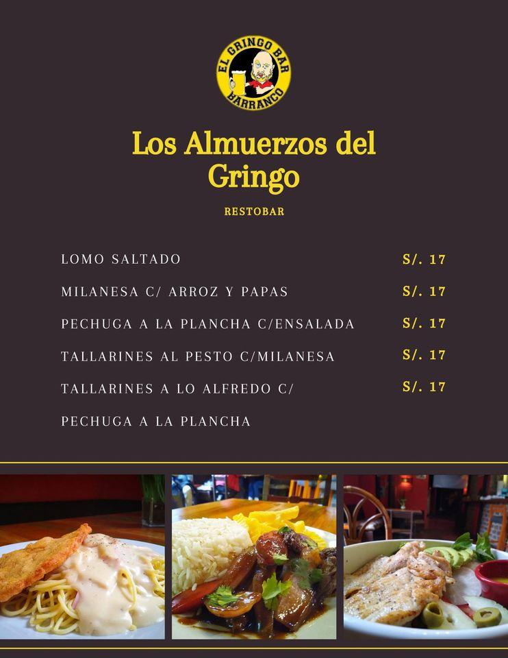 Menu at El Gringo Bar, Barranco District