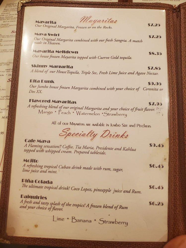 Menu at La Playa Maya restaurant, Fort Worth, Sunset Dr