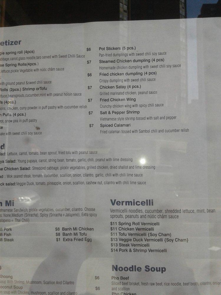 Menu at Le Viêt Thai restaurant, New York City