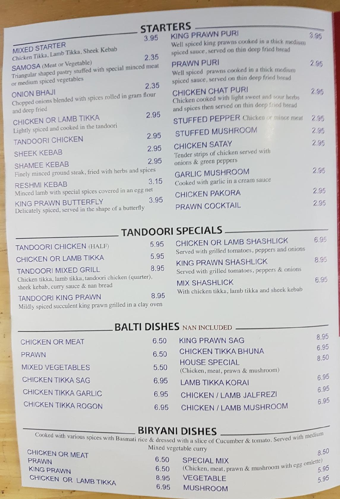 Menu at MASALA HUT RUSHDEN restaurant, Rushden