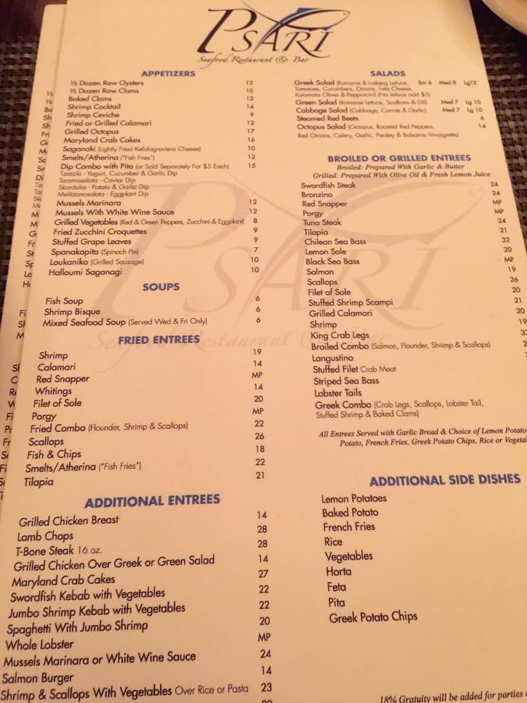 Menu at Psari pub & bar, New York City