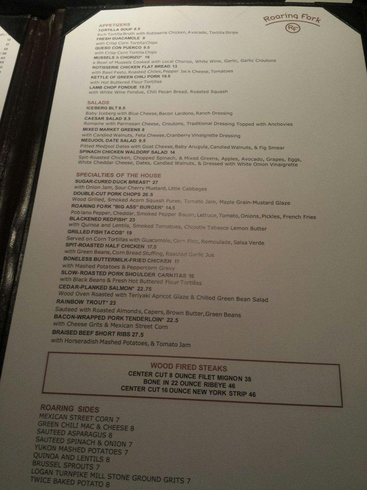 Menu at Roaring Fork pub & bar, Scottsdale