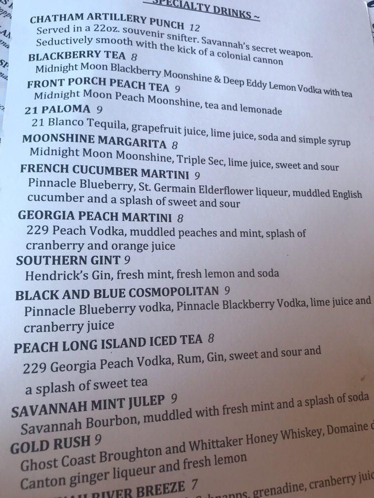 Menu at The Shrimp Factory restaurant, Savannah