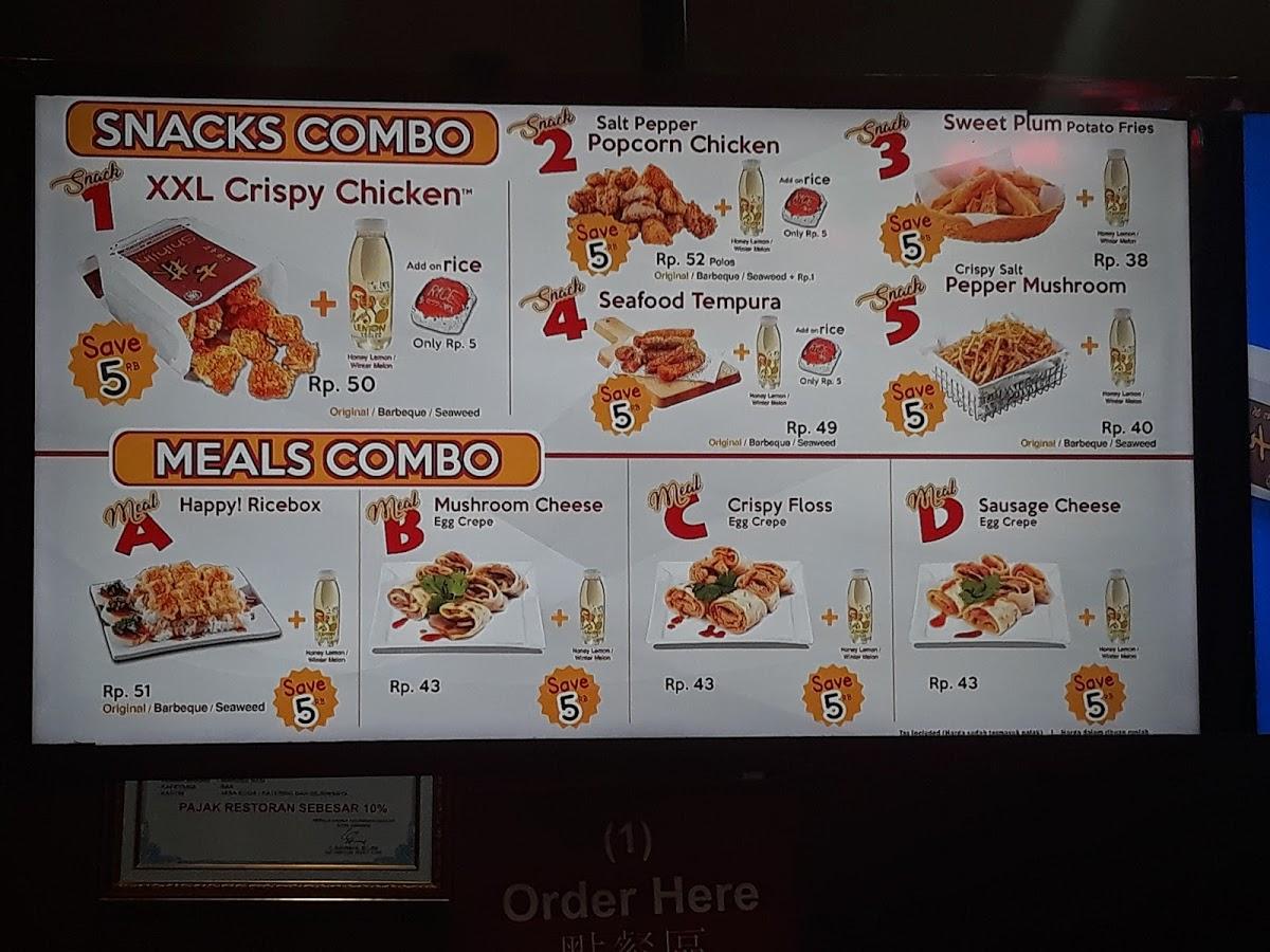 Menu at shihlin Taiwan restaurant, Cirebon