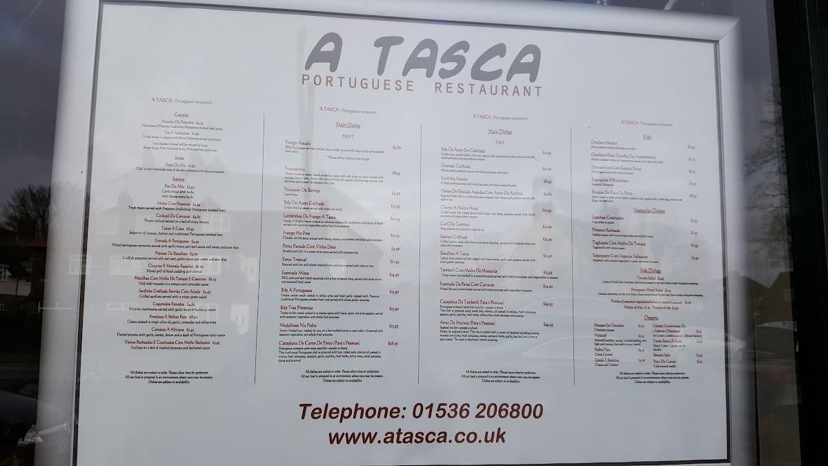Menu at A Tasca restaurant, Corby