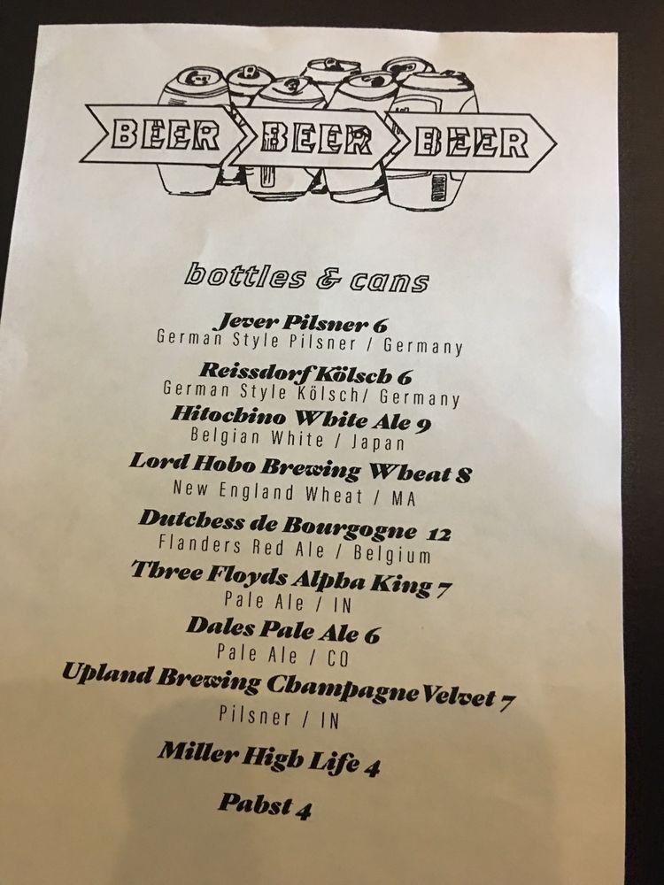 Menu at Beholder pub & bar, Indianapolis, E 10th St