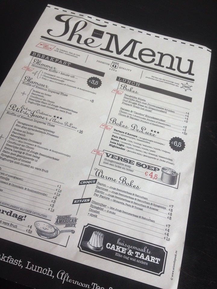 Menu at Blend (Breakfast, Lunch & Drinks), Antwerp, Londenstraat 18