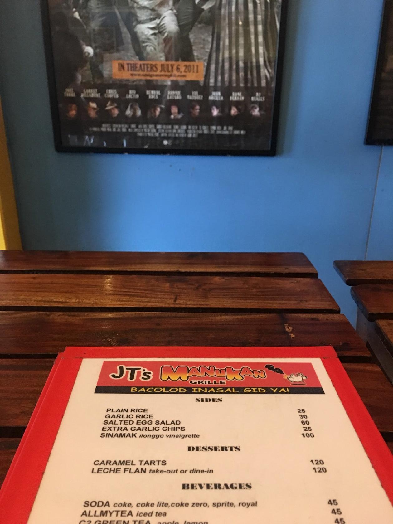 Menu at JT's Manukan Grille restaurant, Quezon City, 4 Granada