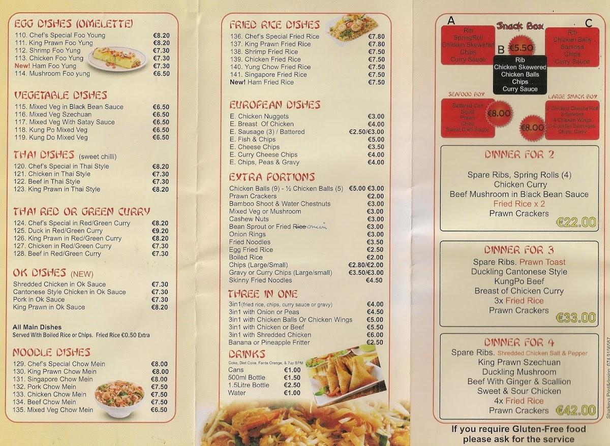 Menu at Newtown City Chinese Take Away restaurant, Newtown Cunningham ...