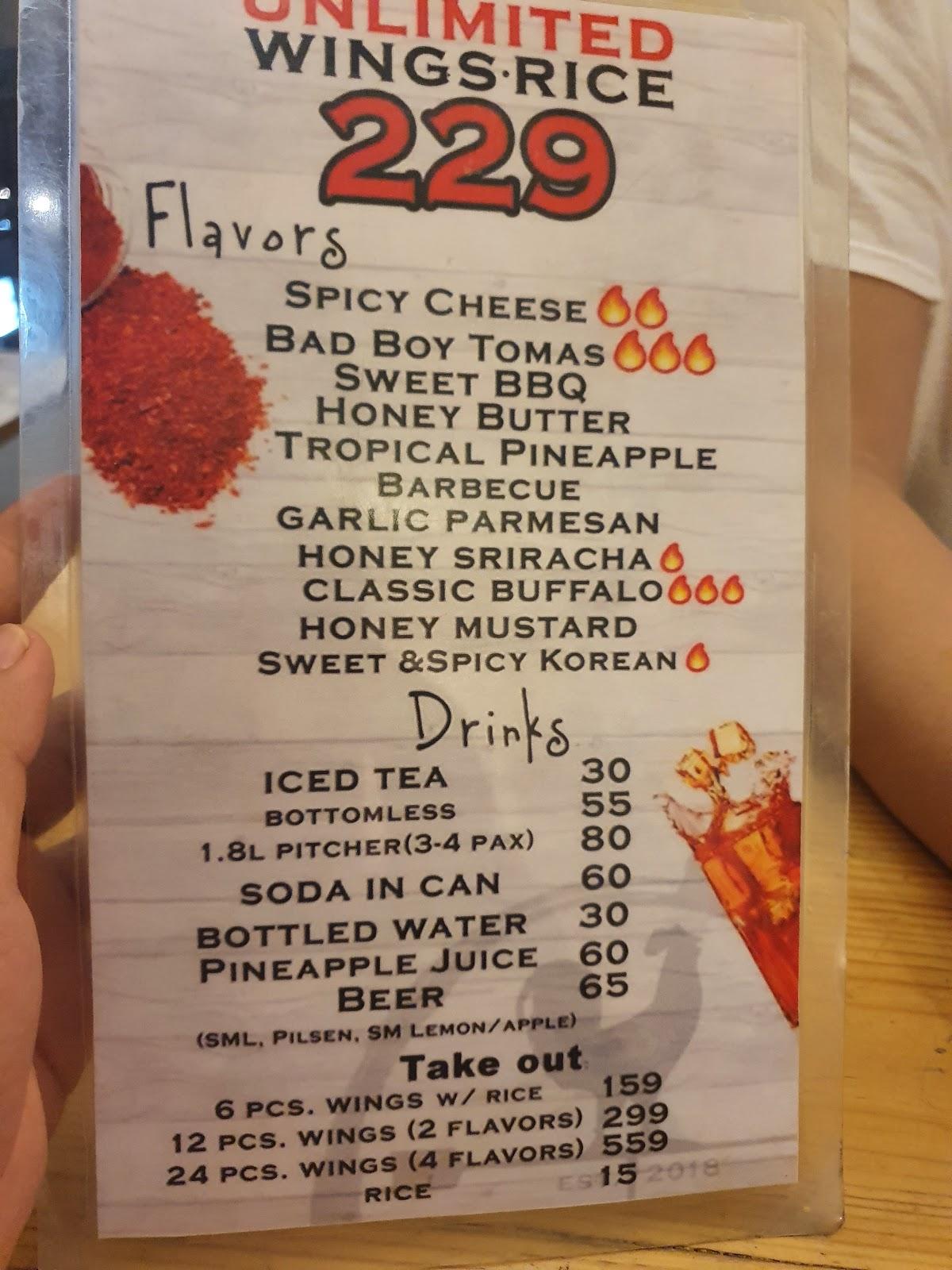 Menu at SOUTH WINGS restaurant, Bacoor
