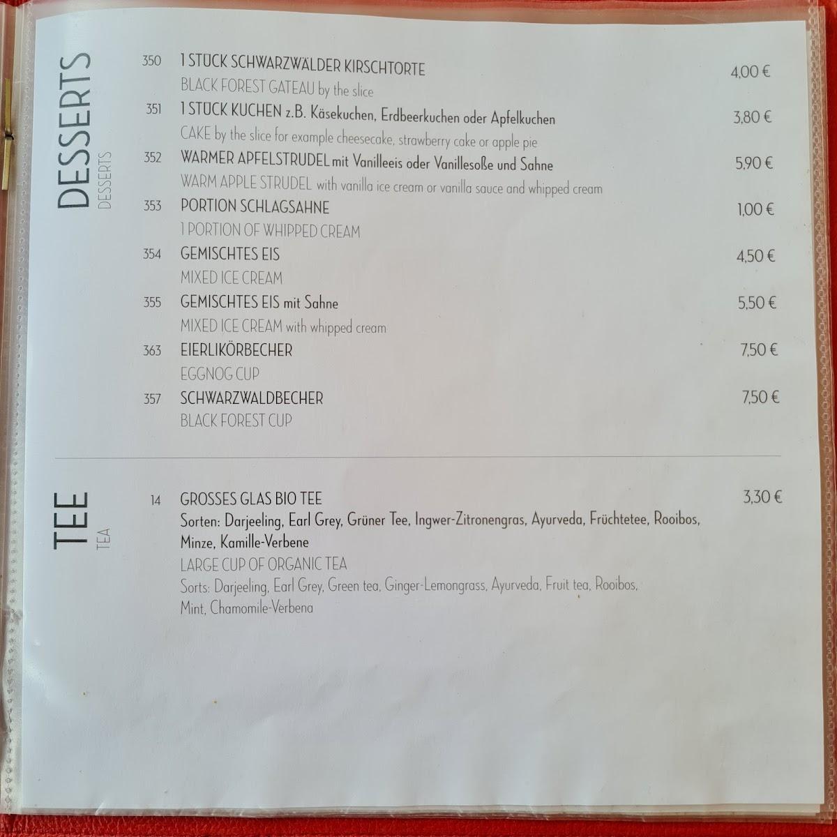 Speisekarte von Bistro Zum See cafe, Titisee-Neustadt
