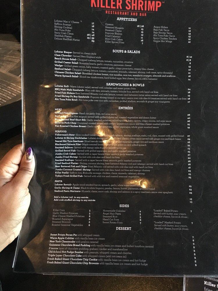 Menu at Killer Shrimp pub & bar, Marina del Rey, Admiralty Way