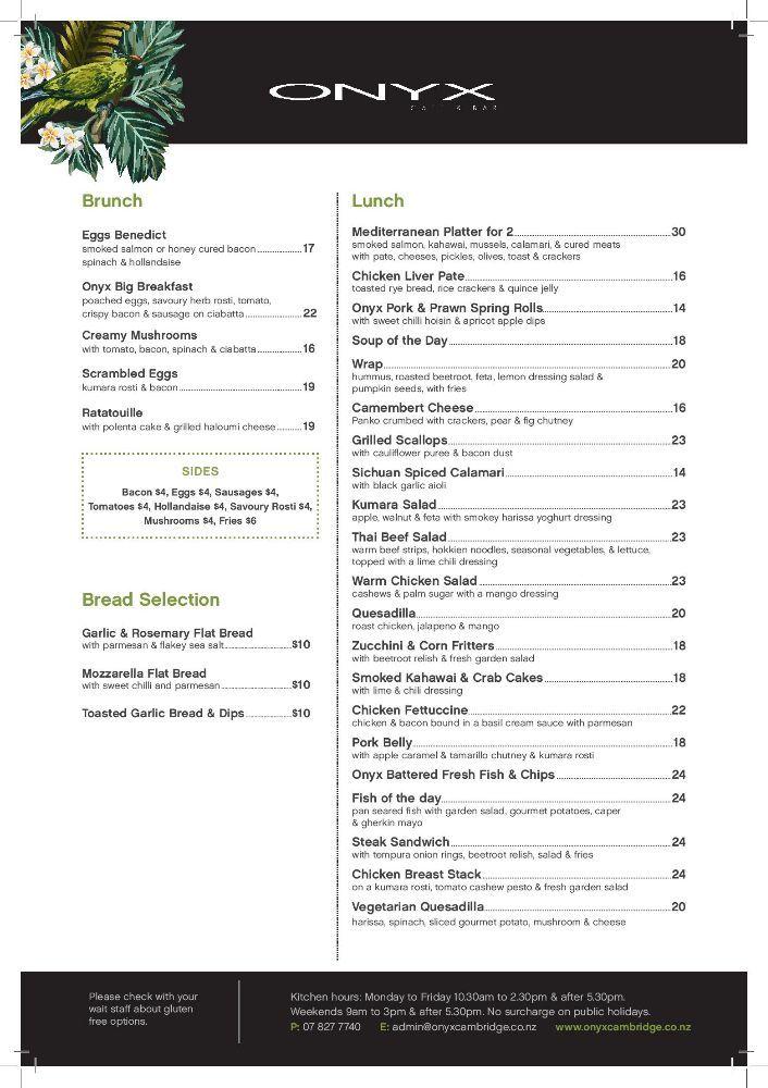 Menu at Onyx Cambridge pizzeria, Cambridge