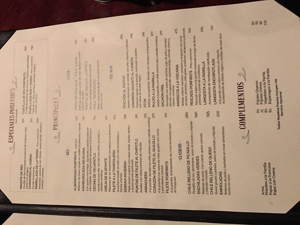 Carta del pub y bar Porfirio's, Ciudad López Mateos, Avenida Presidente ...