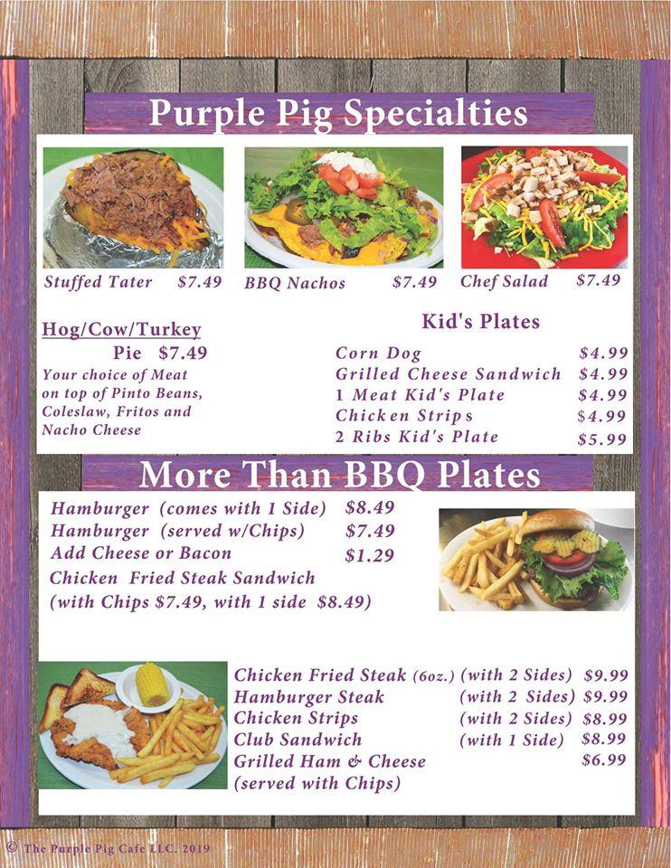 Menu at Purple Pig Cafe #2, Arp