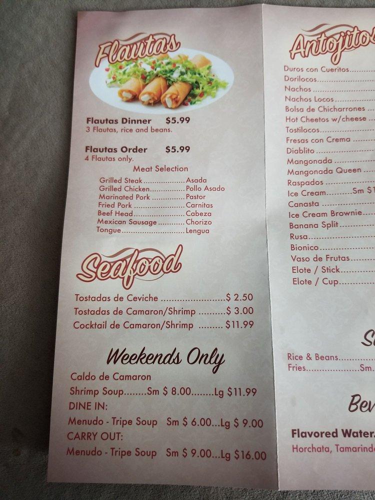 Menu at Sheila's Bakery, Pontiac