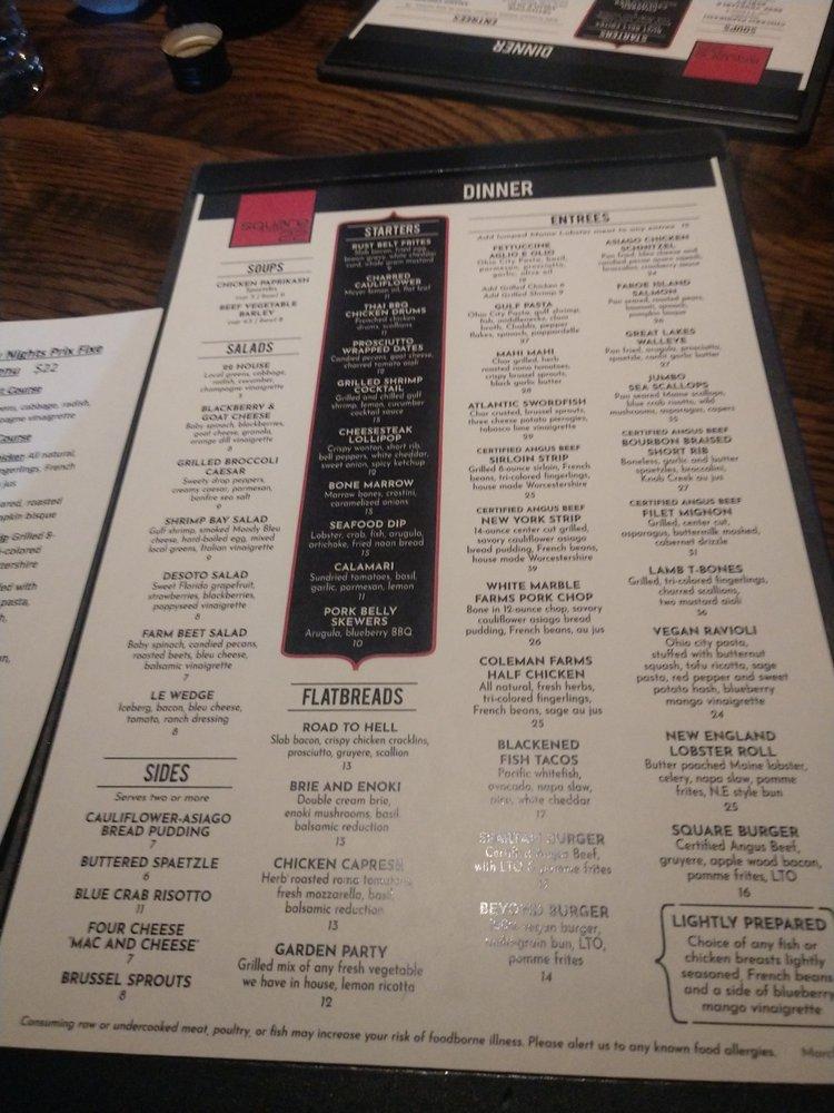 Menu at Square 22 Restaurant and Bar, Strongsville