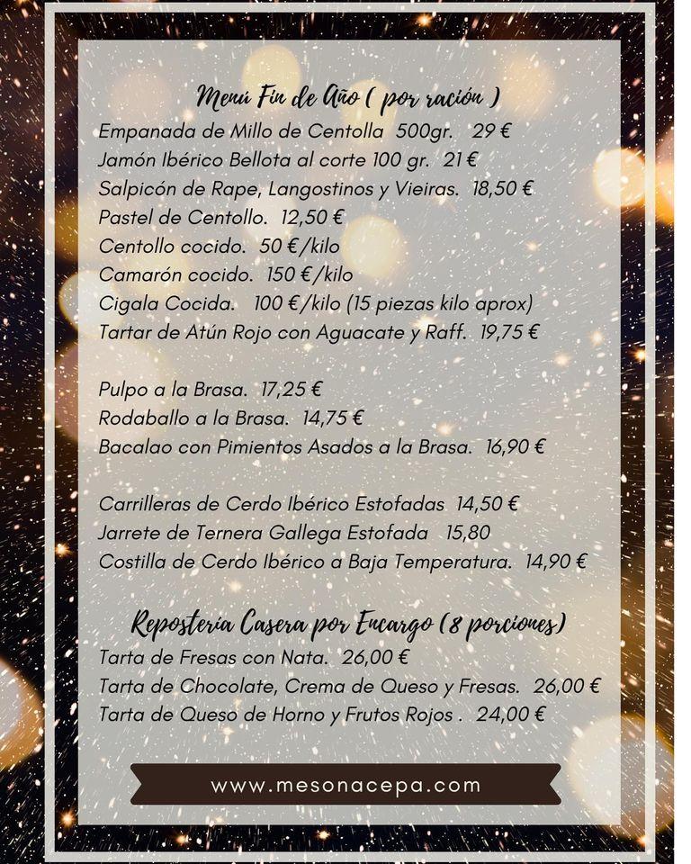 Menu at A Cepa pub & bar, O Burgo