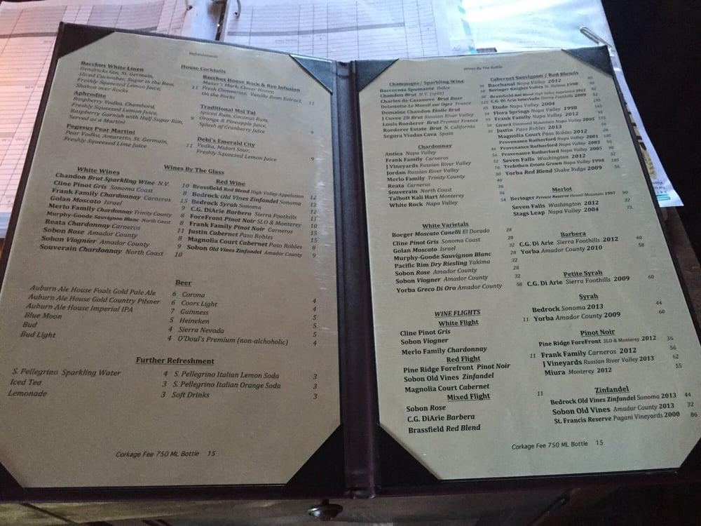 Menu at Bacchus House Wine Bar & Bistro, Folsom