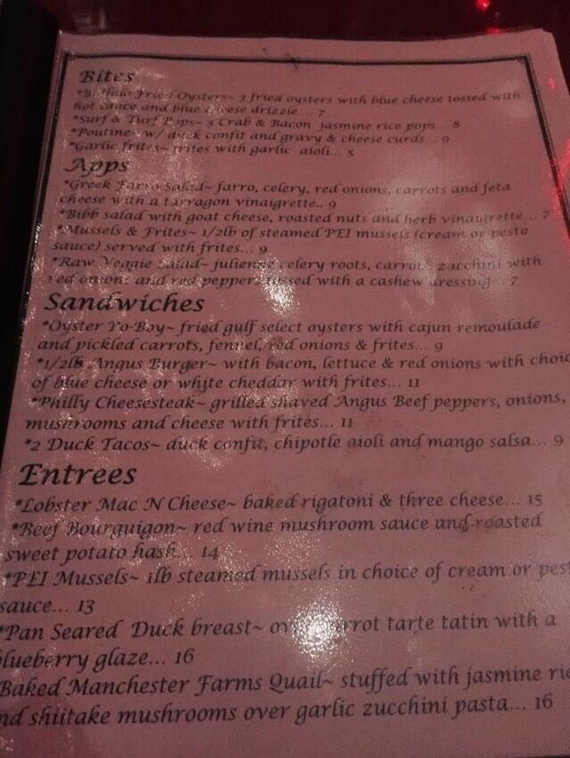 Menu at Goat's pub & bar, Columbia