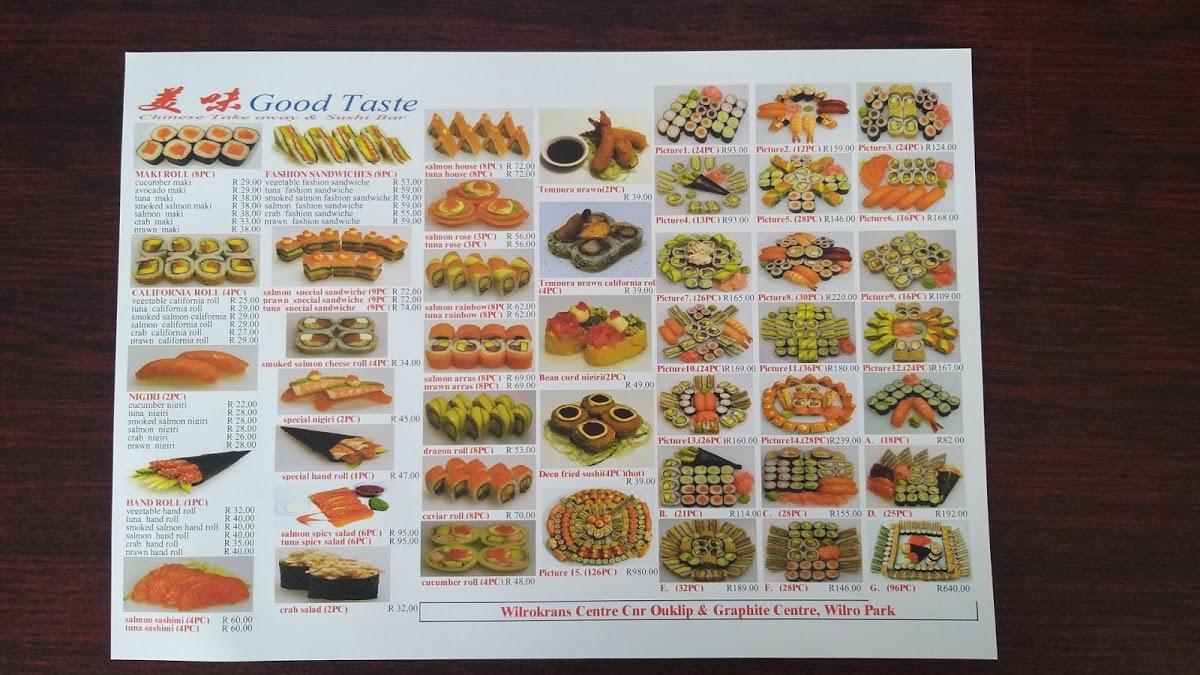 Menu at Good Taste restaurant, Roodepoort, Wilrokrans Shopping Centre