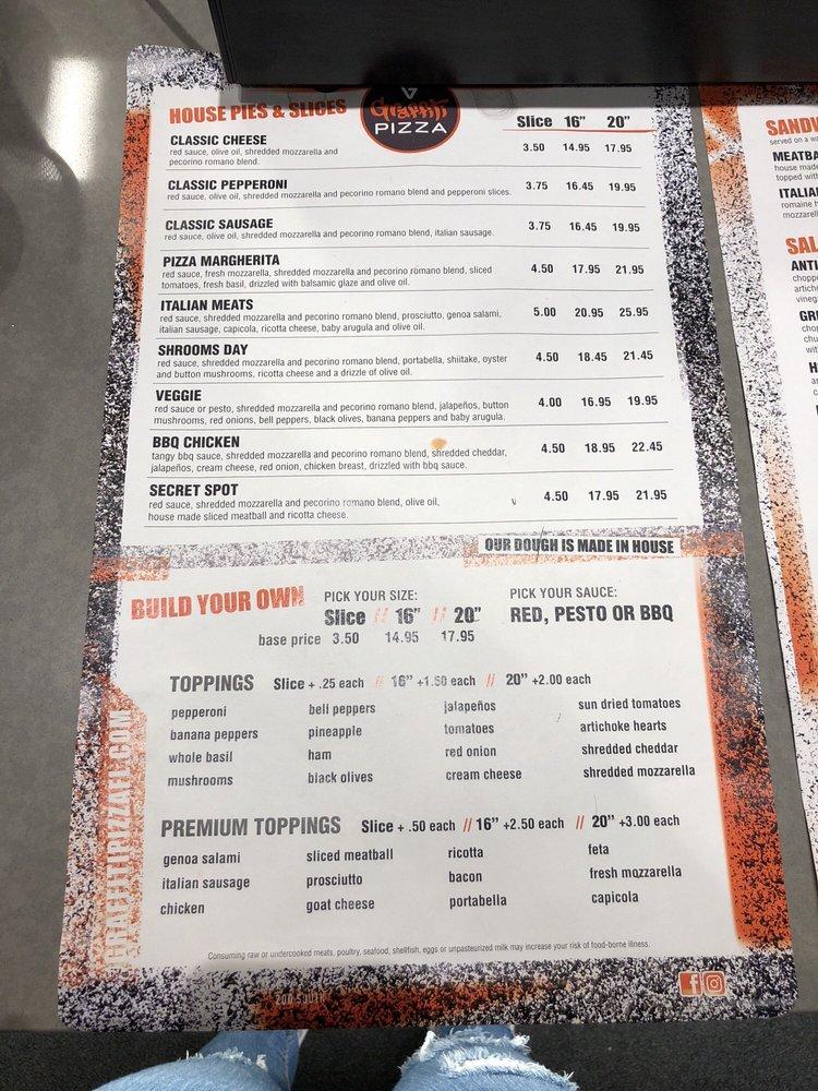 Menu at Graffiti Pizza pizzeria, Pensacola, 210 S Palafox St