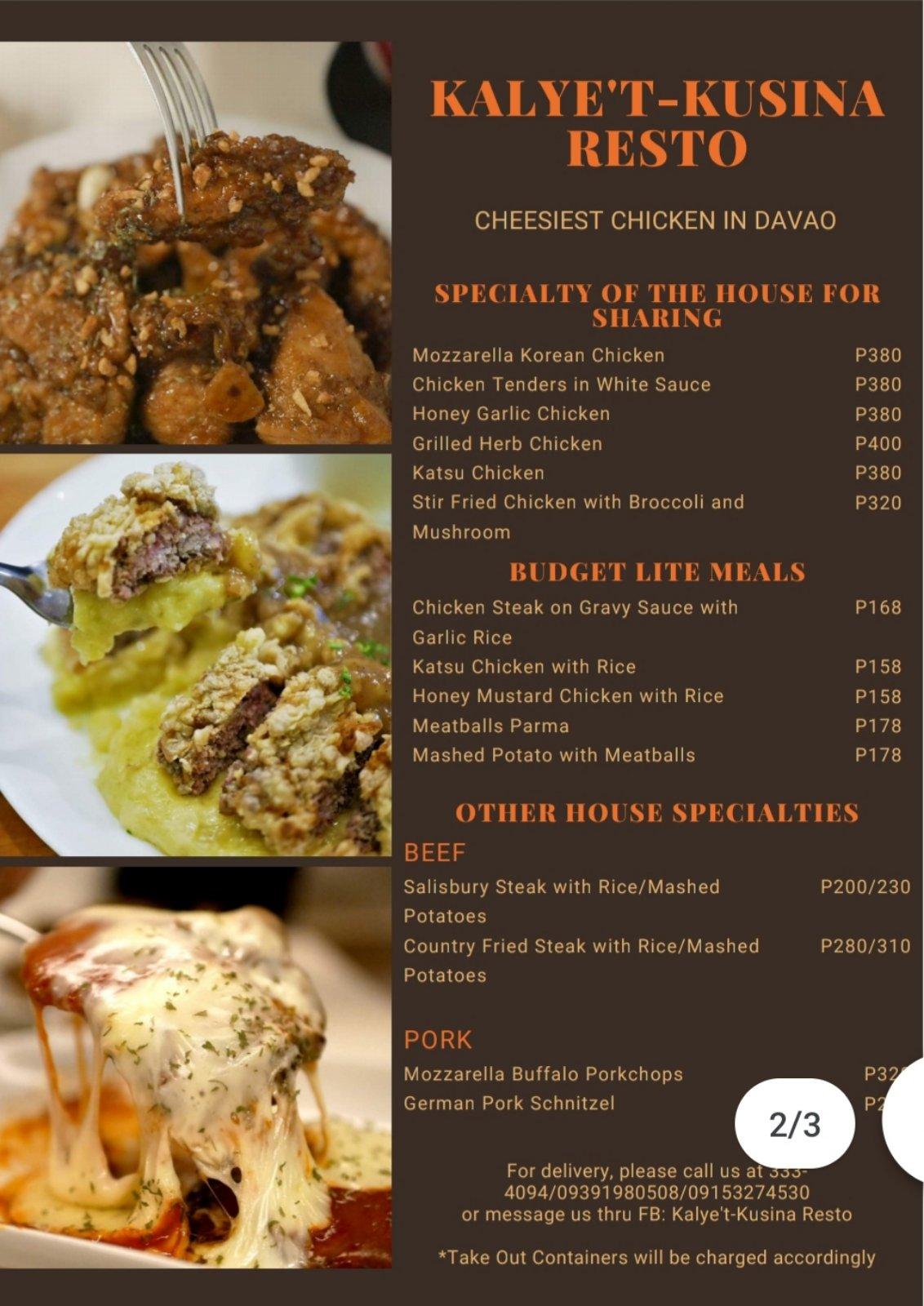 Carta del restaurante Kalye't-Kusina Resto, Dávao