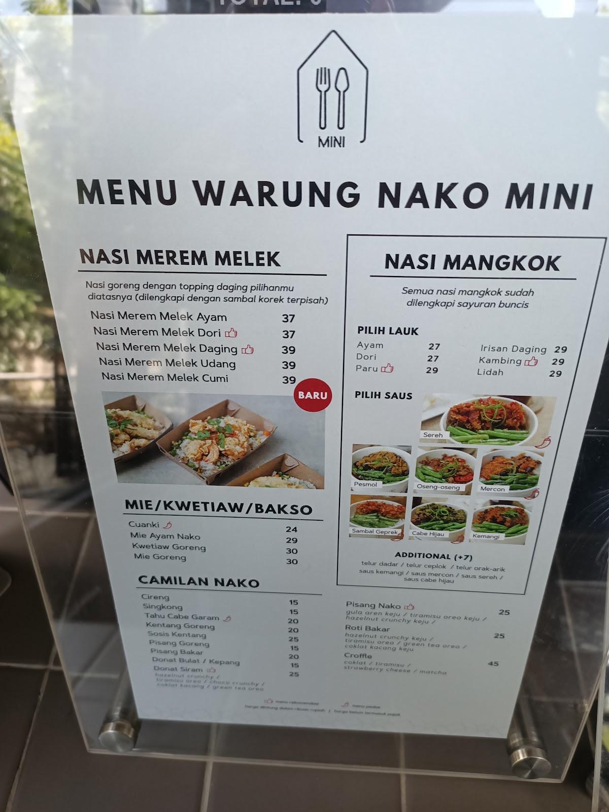 Menu at Kopi Nako Yasmin, Bogor