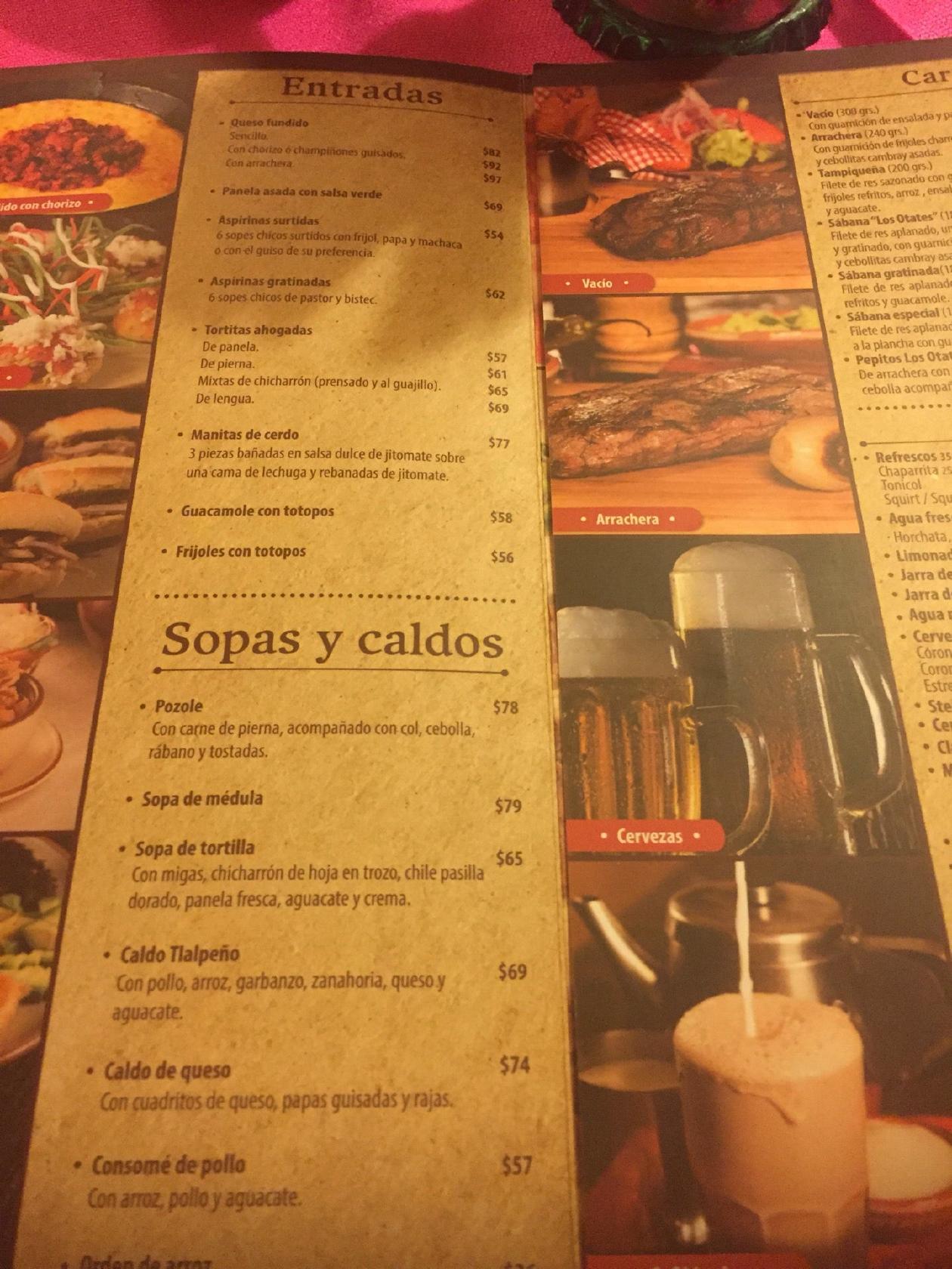 Carta del pub y bar Los Otates, Guadalajara, Av. México 2455-2