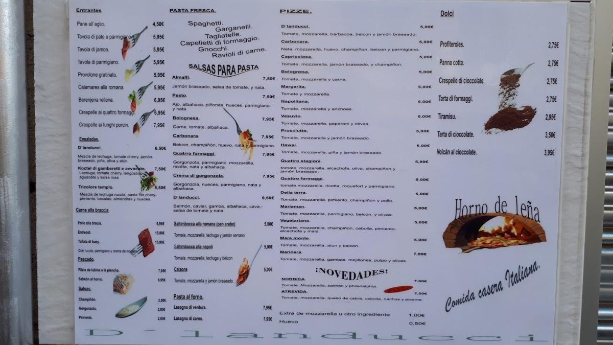 Menu at D 'landucci ristorante pizzeria, Elche