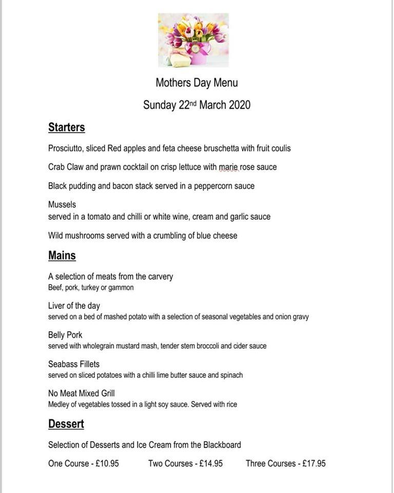 Menu at Marina Vista restaurant, Sunderland