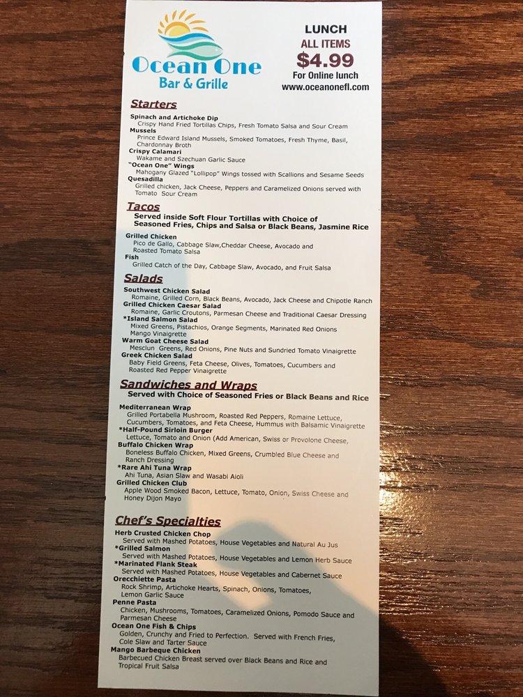 Menu at Ocean One Bar & Grille, Delray Beach