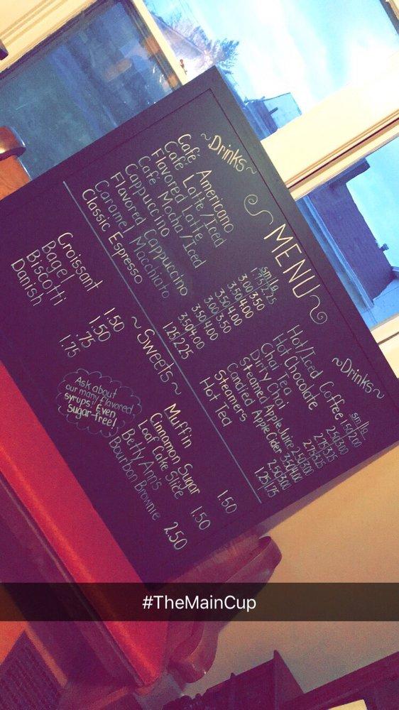 Menu at The Main Cup cafe, Cynthiana