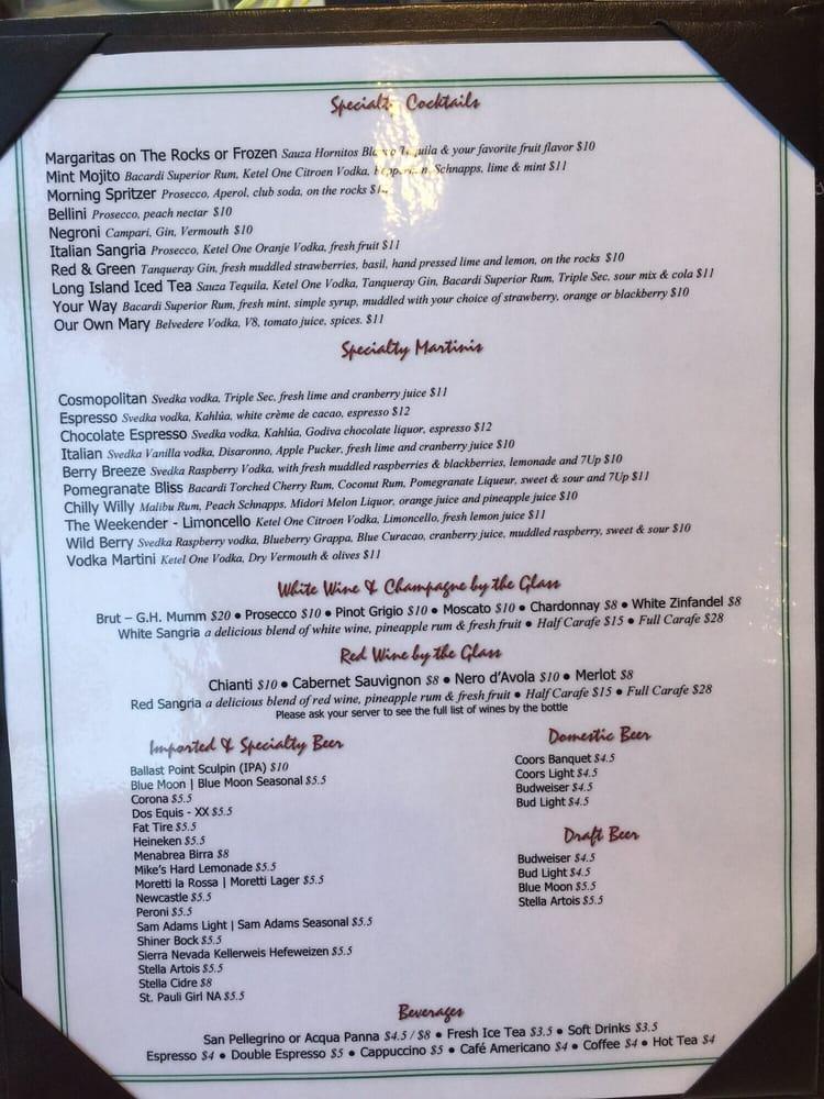Menu at Trattoria Reggiano Italian Restaurant - Downtown Summerlin, Las ...