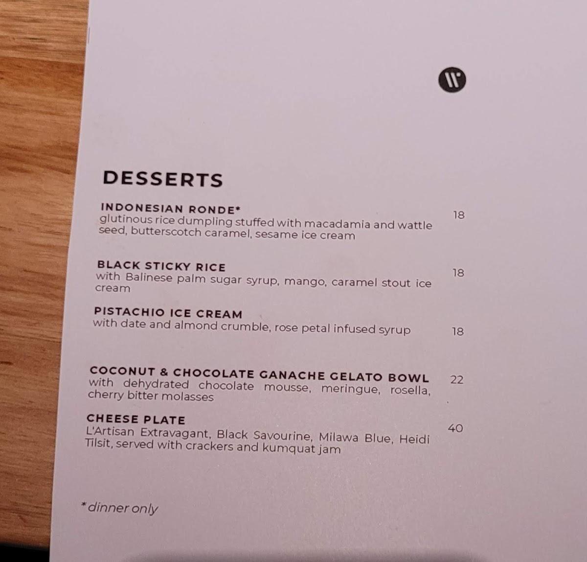 Menu at Will St. restaurant, Leederville